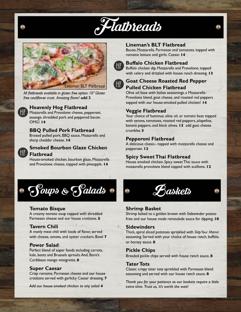 Menu | Mr. Boro's Tavern | Springboro, Ohio