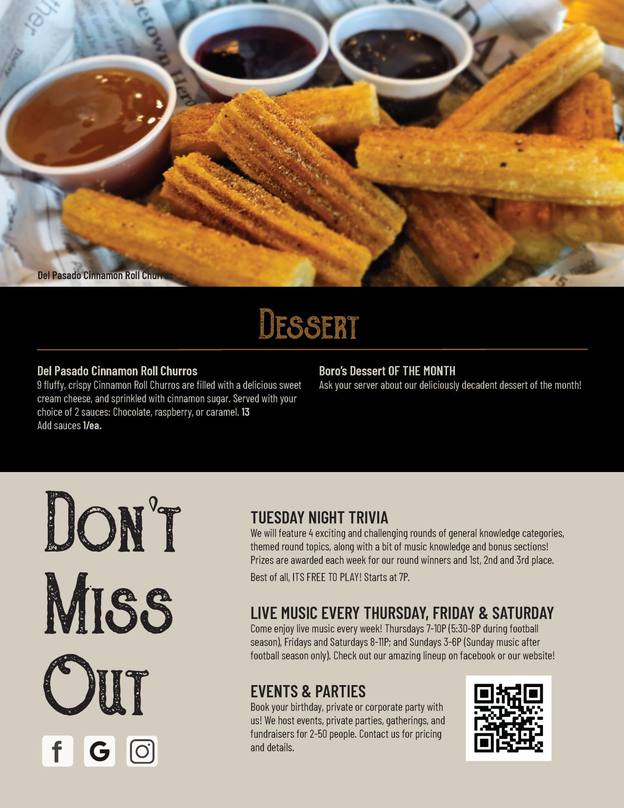 Menu | Mr. Boro's Tavern | Springboro, Ohio